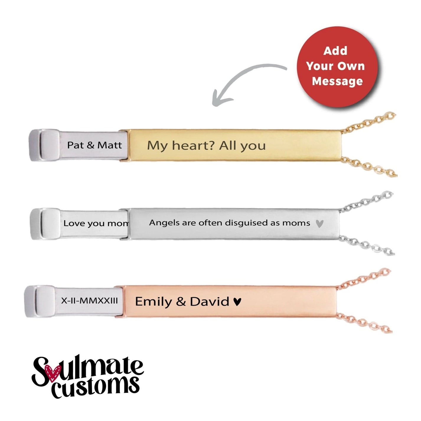 Custom Text Engraved Secret Message Necklace – Soulmate Customs