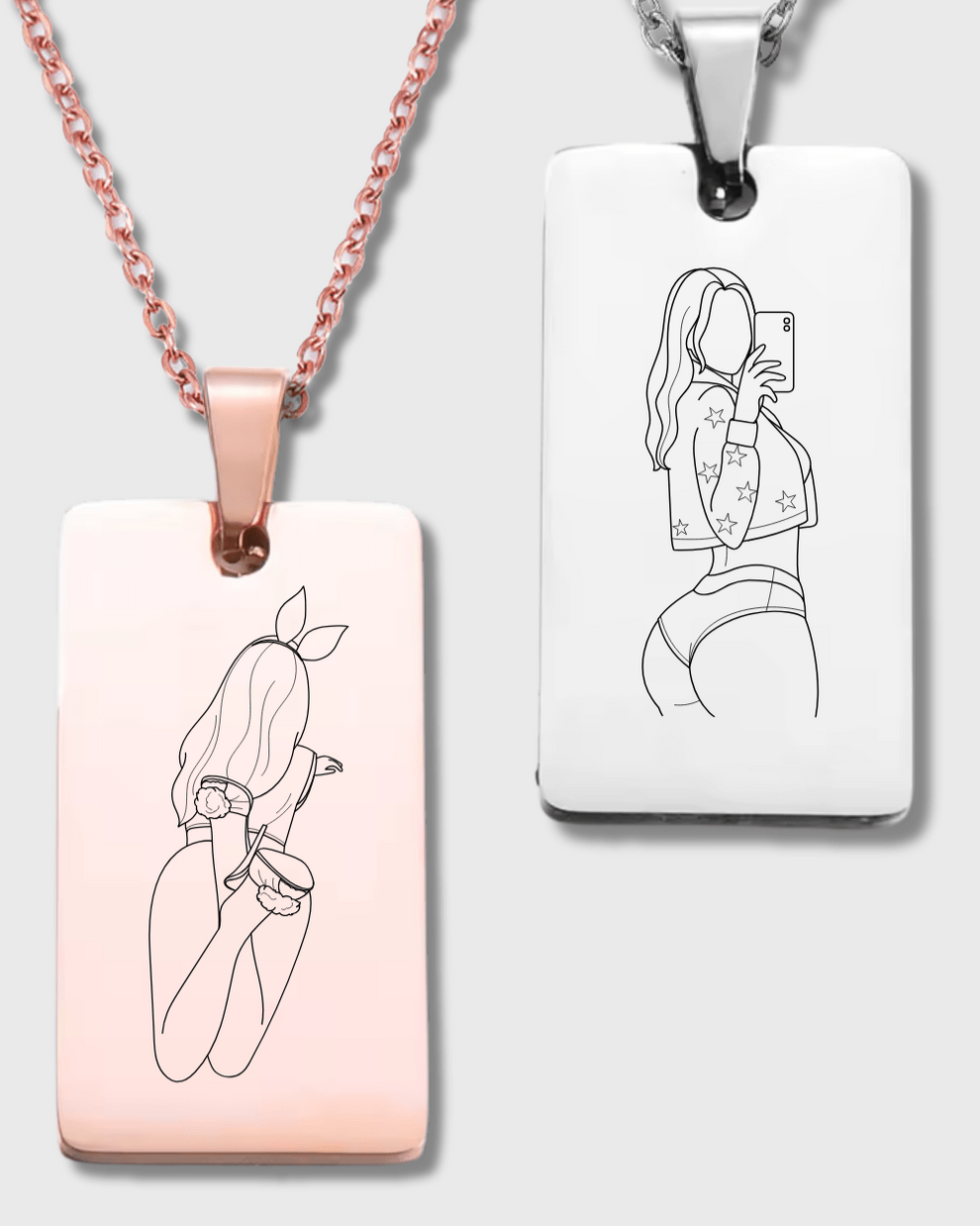 Spicy Custom Engraved Photo Tag Necklace with Personalized Text ...